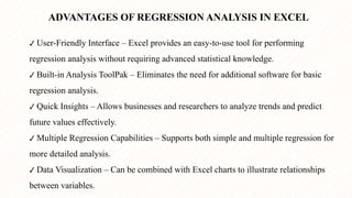 REGRESSION using M S EXcel and Spreadsheets | PPTX
