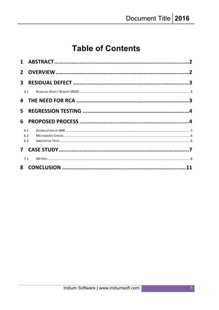 RCA on Residual defects – Techniques for adaptive Regression testing | PDF