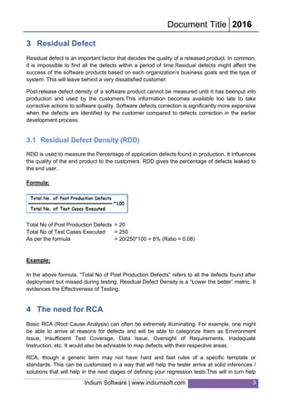 RCA on Residual defects – Techniques for adaptive Regression testing | PDF
