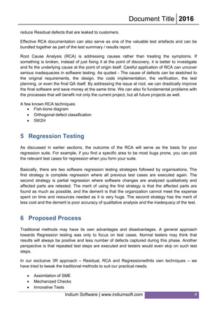 RCA on Residual defects – Techniques for adaptive Regression testing | PDF