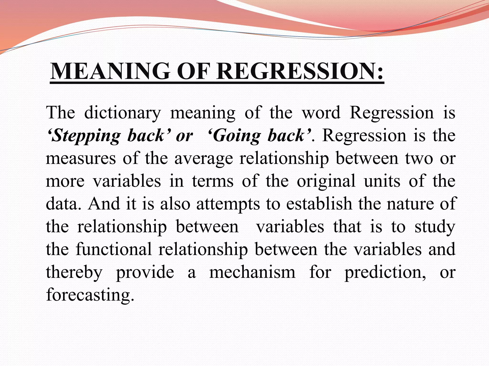 Regression analysis. | PPTX