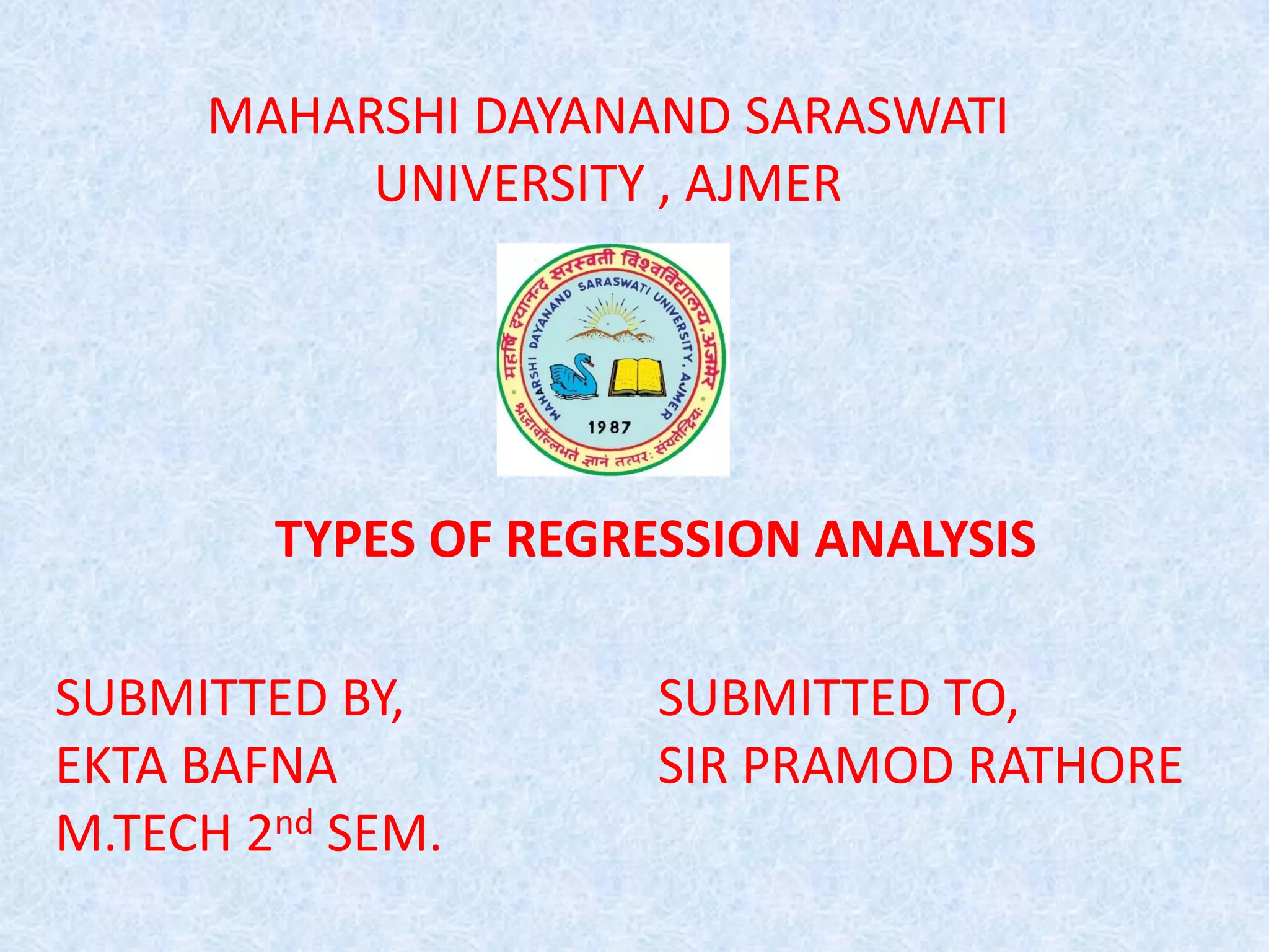 Regression analysis and its type | PDF
