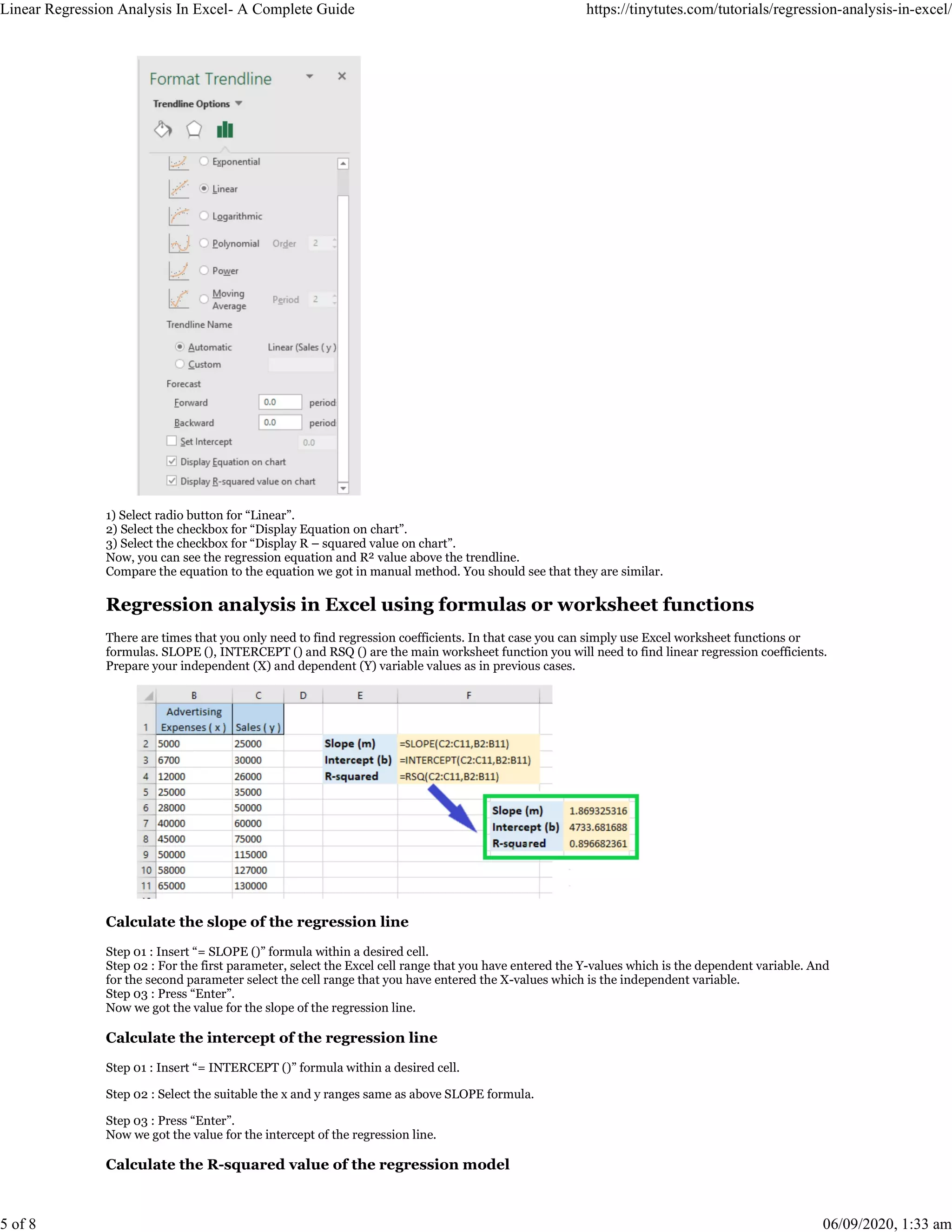 Regression analysis in excel | PDF