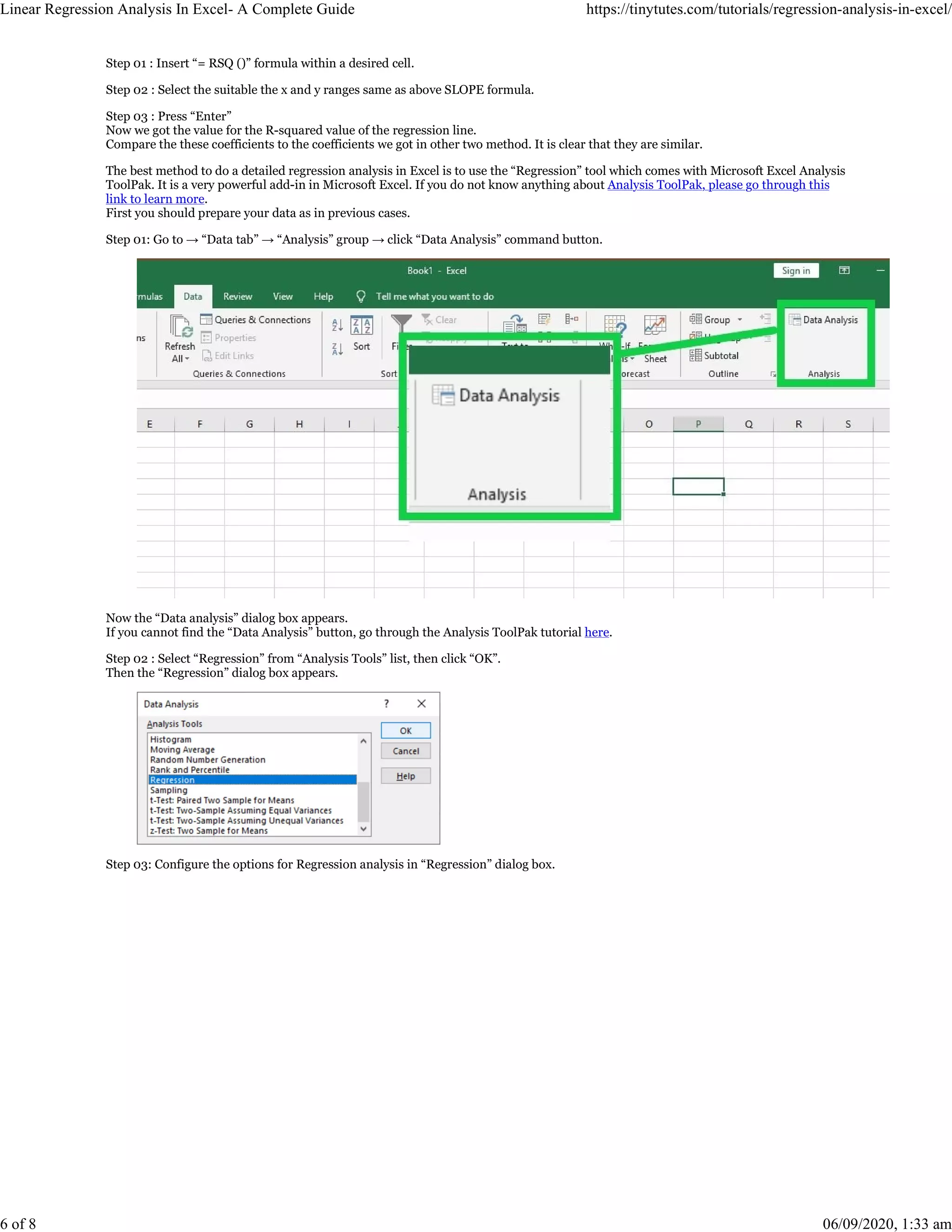 Regression analysis in excel | PDF