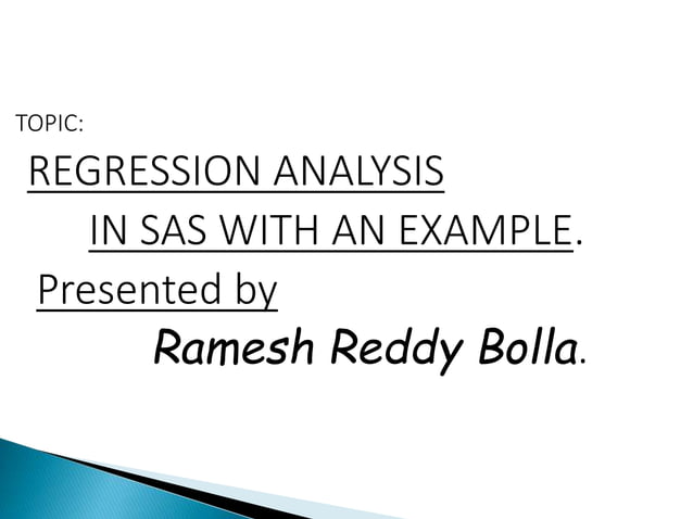 Regression analysis using sas | PPTX