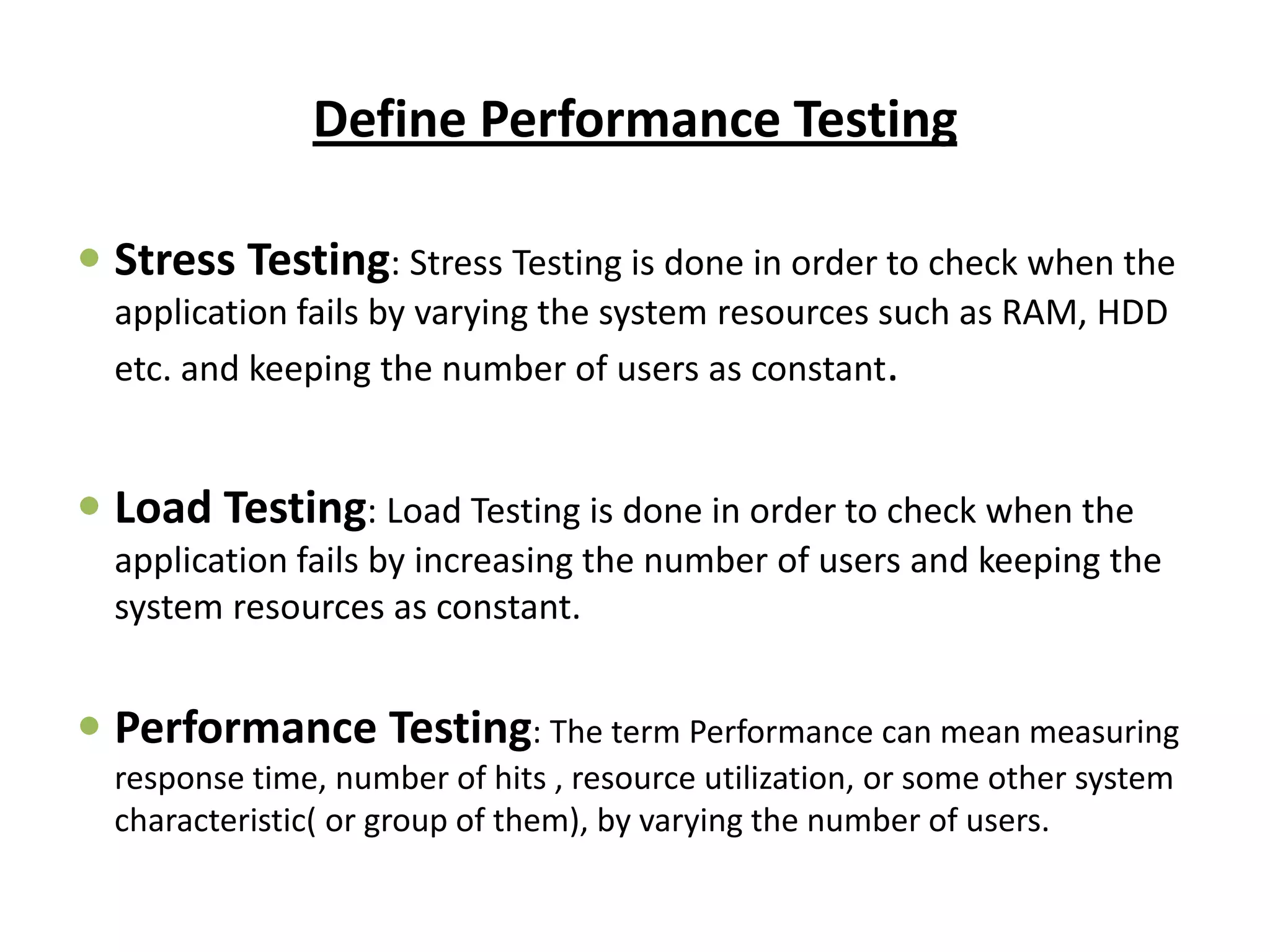 Regression and performance testing | PPT