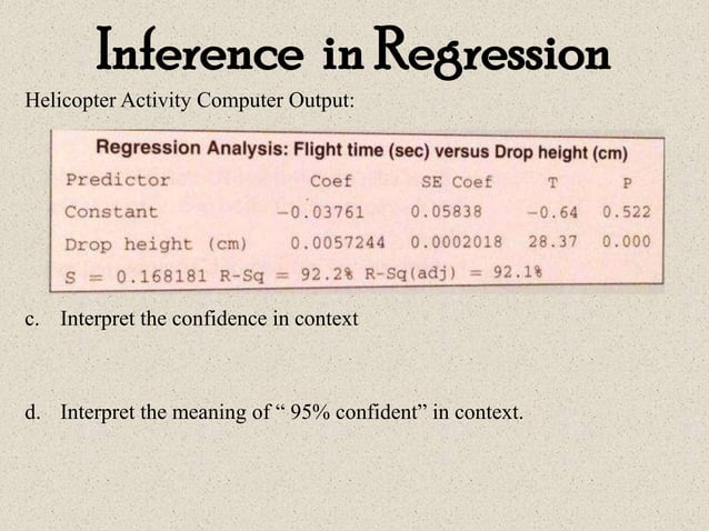 Regression inference confidence intervals | PPTX
