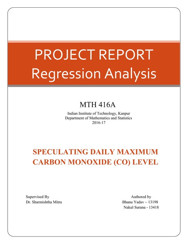 Regression project report | Regression analysis | MTH 426 IITK | PDF