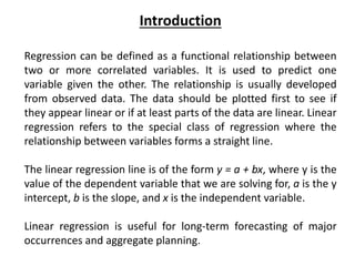 Linear Regression Analysis method of Forecasting ,:- Management ...