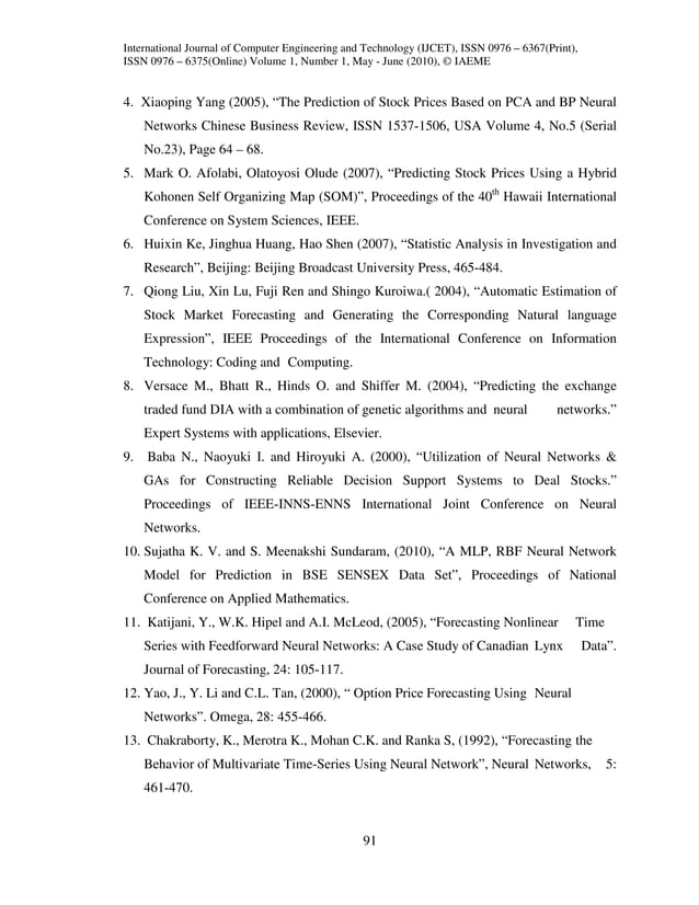 Regression, theil’s and mlp forecasting models of stock index | PDF ...