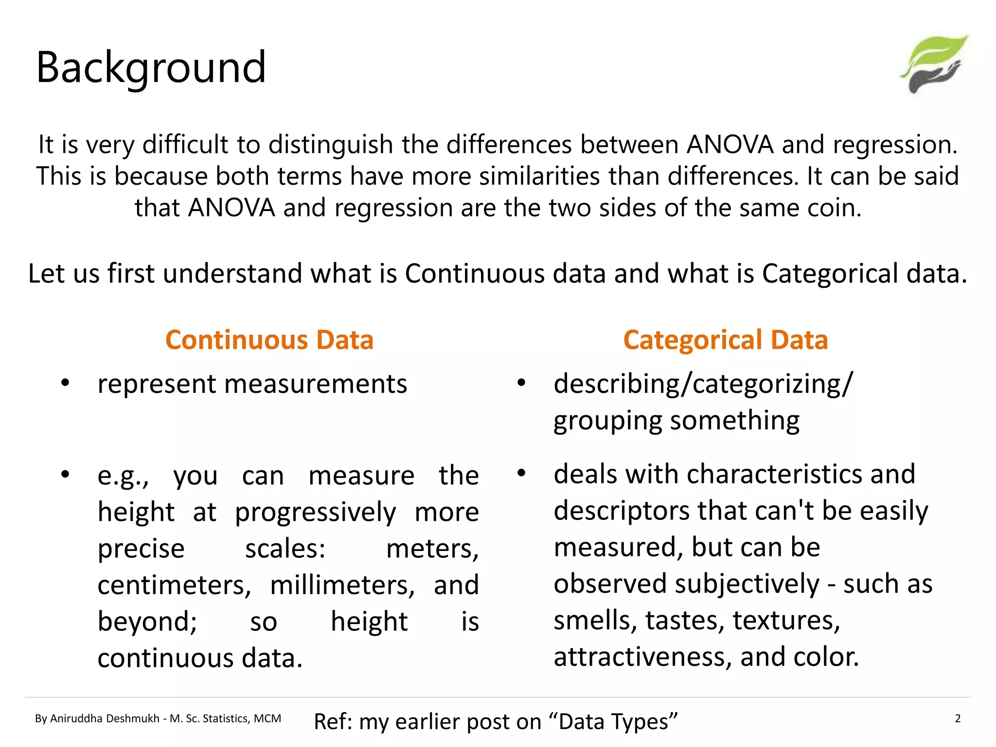 Regression vs ANOVA | PPT Regression vs ANOVA | PPT