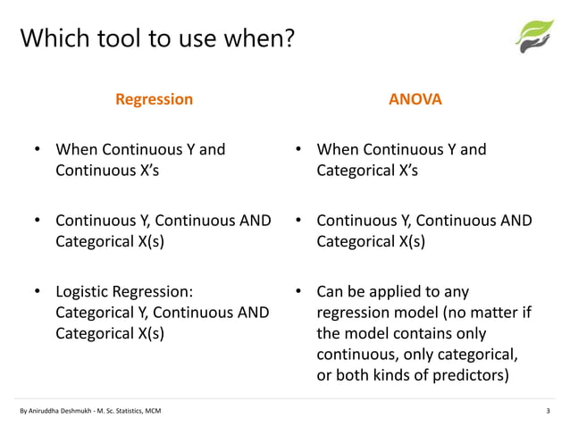 Regression vs ANOVA | PPT Regression vs ANOVA | PPT