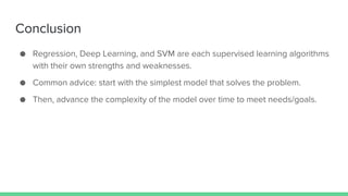 Regression vs Deep Neural net vs SVM | PPTX