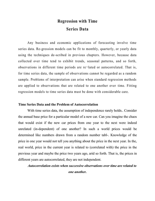 Regression with Time Series Data | PDF