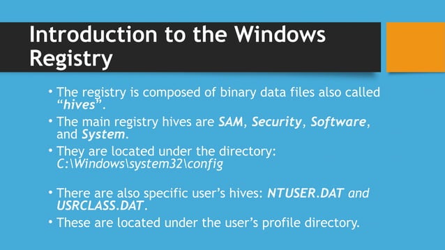 Windows Registry analysis with RegRipper | PPTX