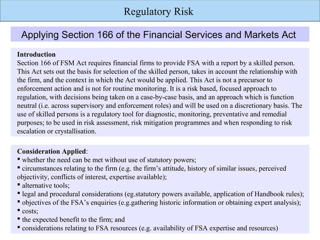 Regulatory Risk | PPT | Financial Regulation | Economy