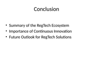 RegTech Ecosystem in Digital Financial Services | PPTX