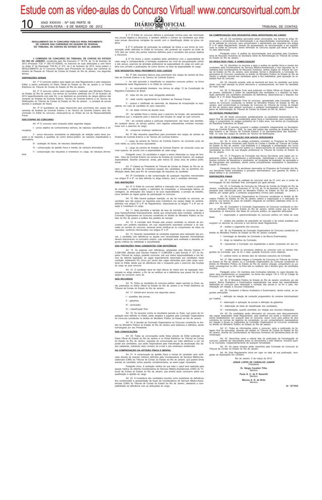 Regulamento Concurso TCE-RJ | PDF | Law