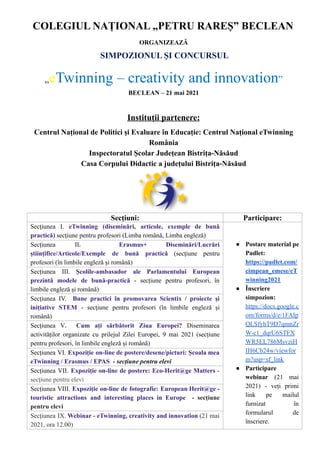 Regulament Simpozion eTwinning (2021) | PDF
