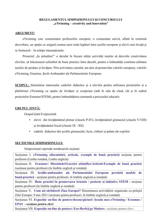 Regulament Simpozion eTwinning (2021) | PDF