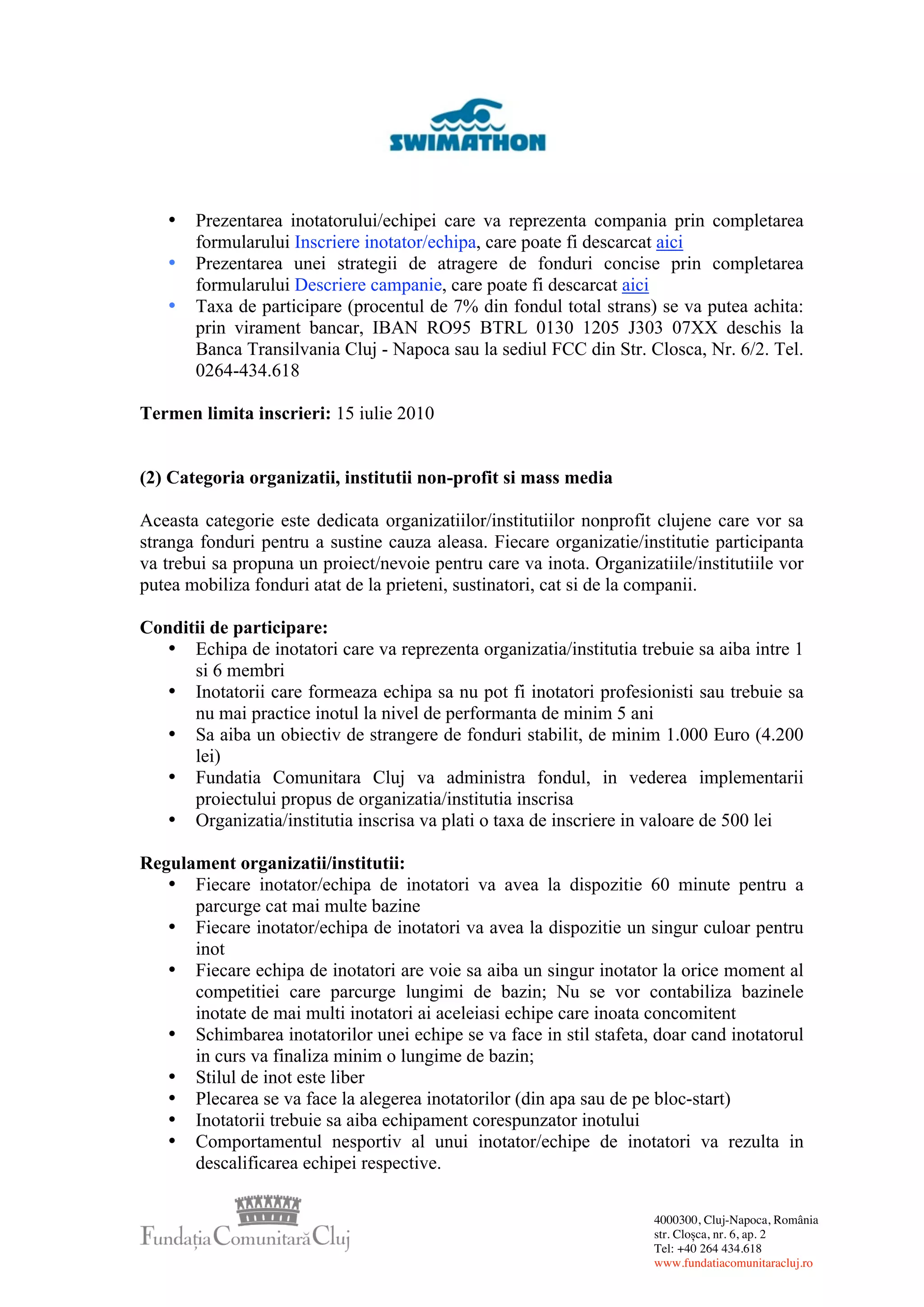 Regulament swimathon 2010 | PDF