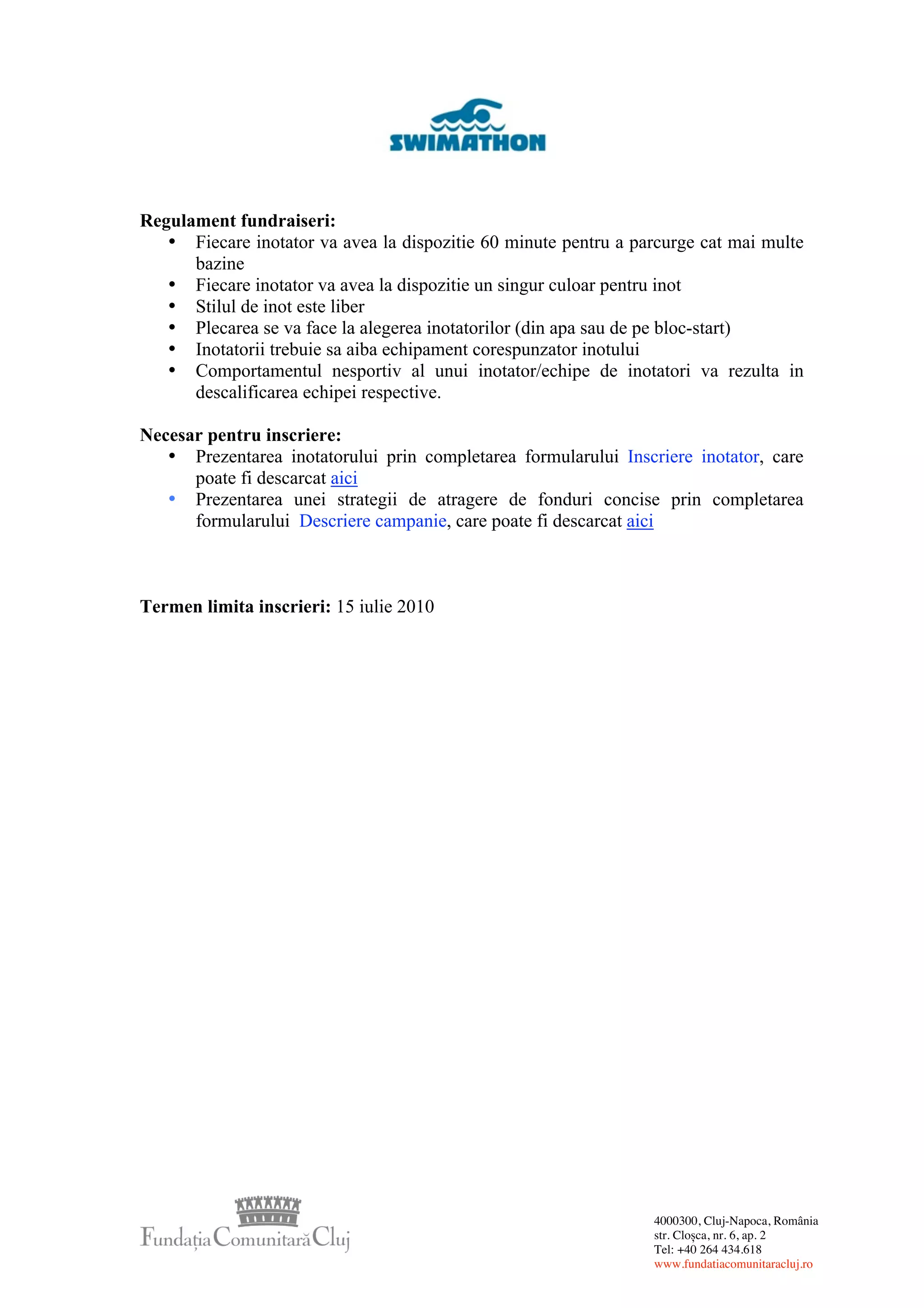 Regulament swimathon 2010 | PDF