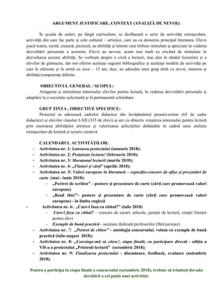 Regulamentul concursului „Prietenii lecturii” 2018 | PDF