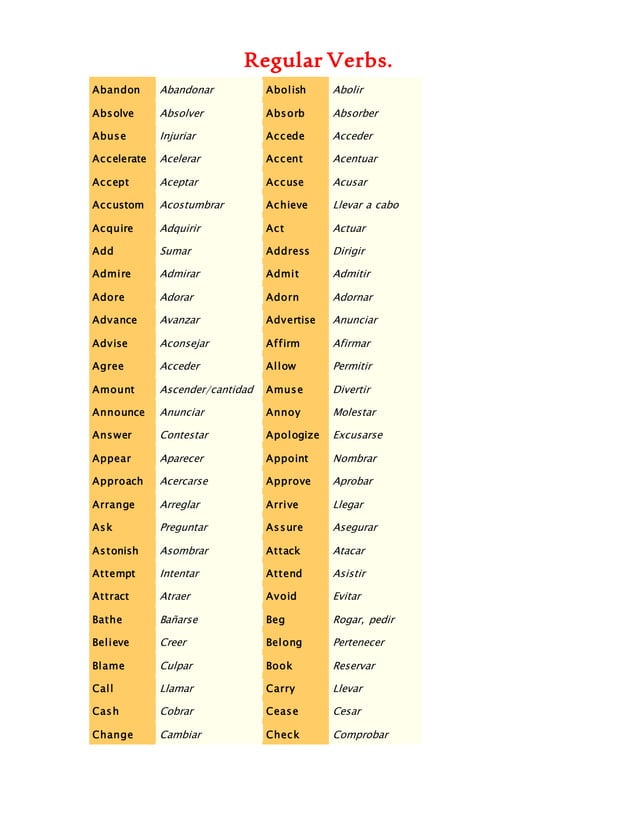 Regular Verbs | PDF