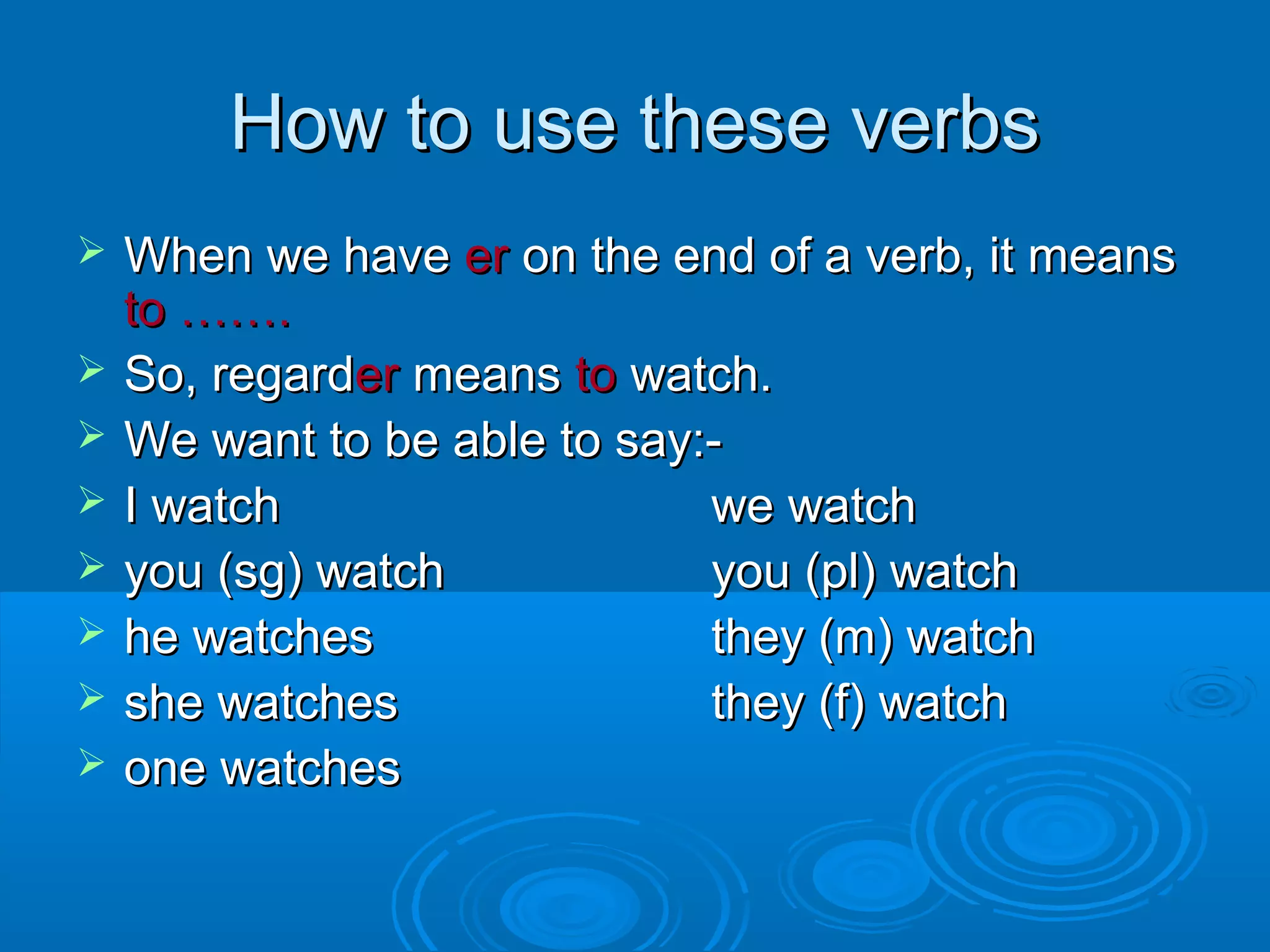 Conjugating regular "er" verbs | PPT