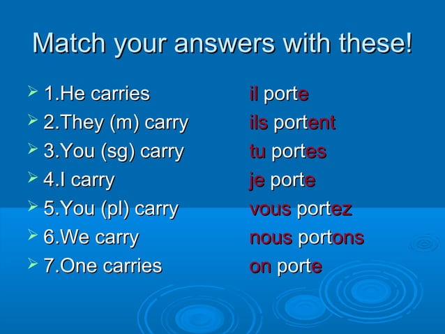 Conjugating regular "er" verbs | PPT