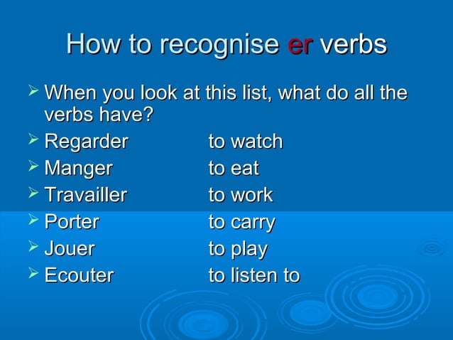 Conjugating regular "er" verbs | PPT