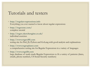 Regular expressions-ada-2018 | PPTX | Programming Languages | Computing