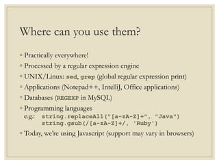 Regular expressions-ada-2018 | PPTX | Programming Languages | Computing