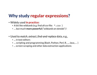 Week-2: Theory & Practice of Data Cleaning: Regular Expressions in Theory | PDF | Programming ...
