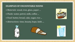Regular and irregular plural nouns, possessive nouns, count and non ...