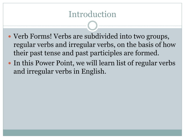 Regular and irregular verb forms | PPTX