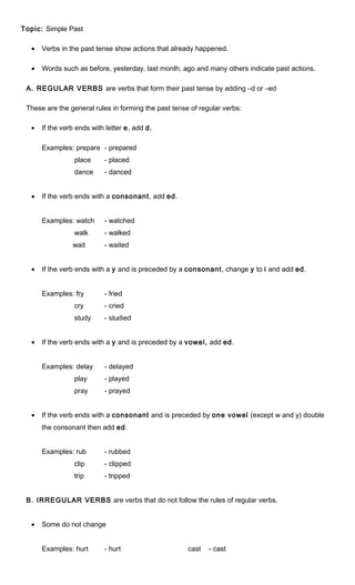Regular and irregular verbs | DOC