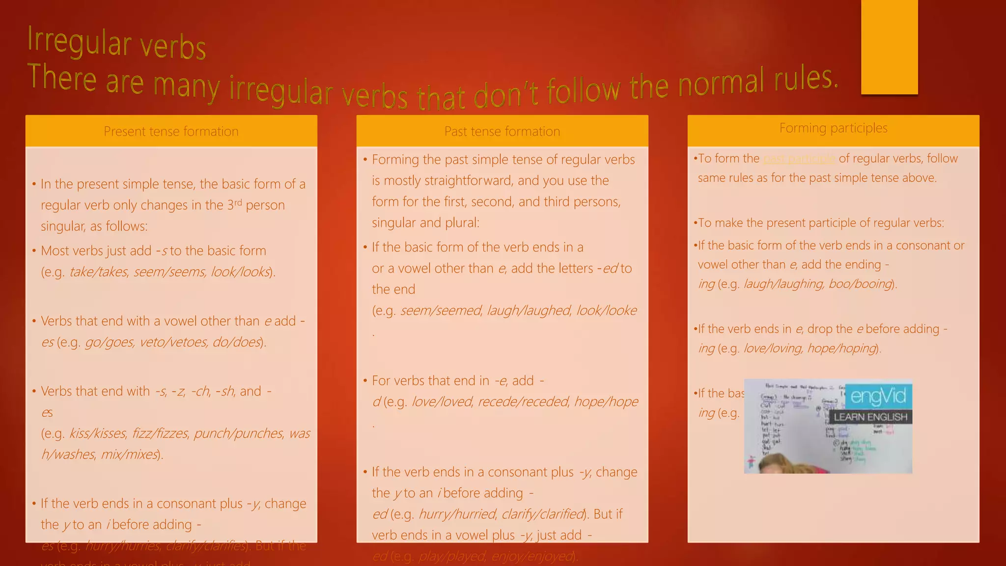 Regular and irregular verbs | PPTX