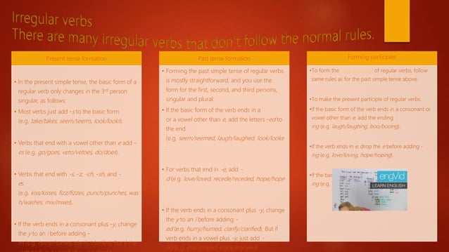 Regular and irregular verbs | PPTX