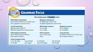 Regular and irregular verbs | PPTX