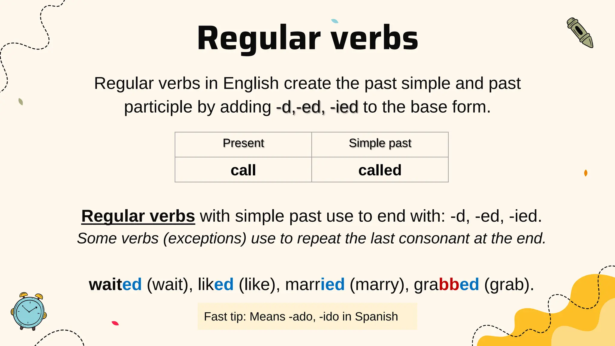 REGULAR AND IRREGULAR VERBS - PAST PRESENT PARTICIPLE.pptx