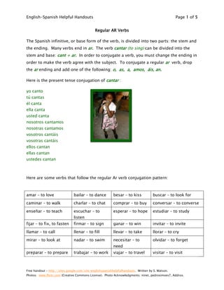 Regular ar verbs | PDF