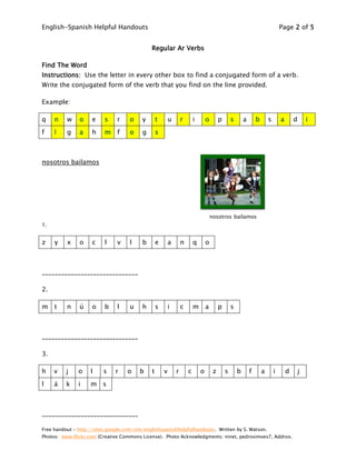 Regular ar verbs | PDF