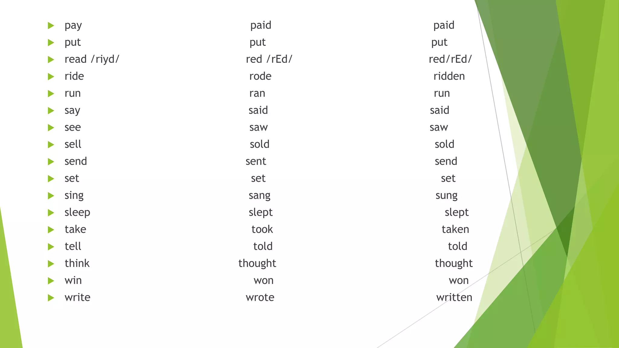 Regular e irregualr verbs | PPTX