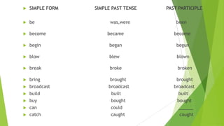 Regular e irregualr verbs | PPTX