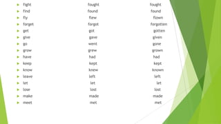 Regular e irregualr verbs | PPTX