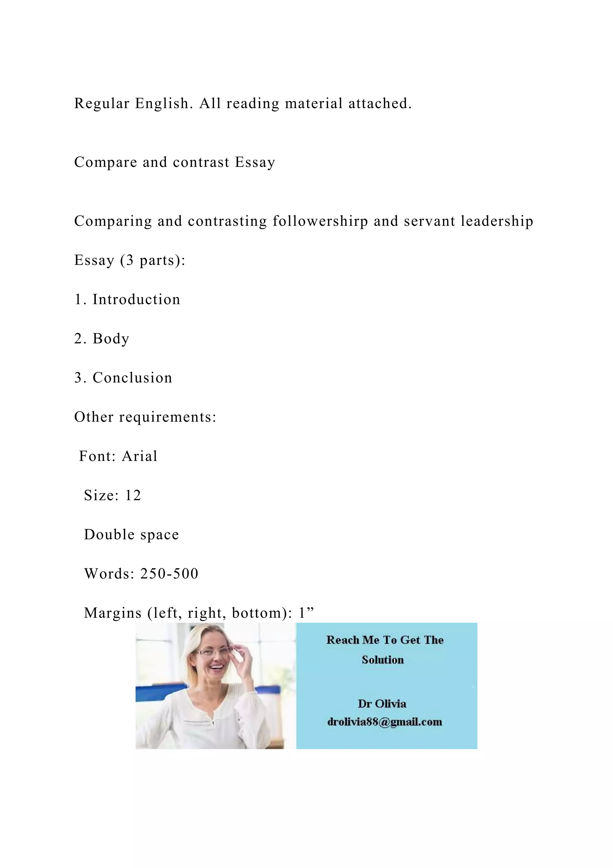 Regular English. All reading material attached.Compare and con | PDF