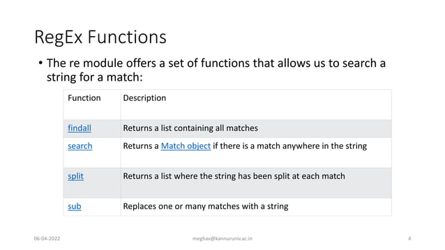 Python- Regular expression | PPTX