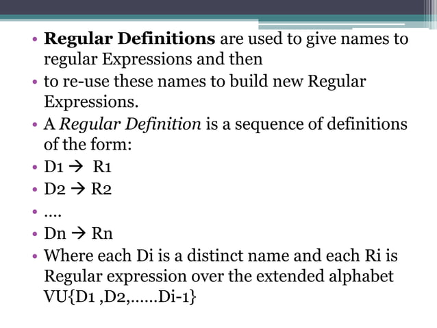 Regular expression (compiler) | PPT