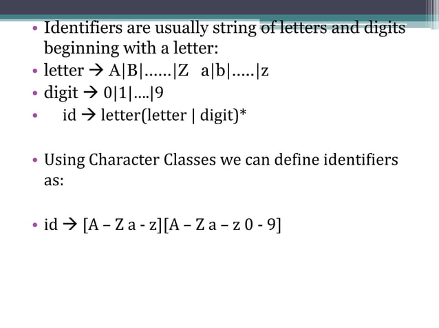 Regular expression (compiler) | PPT